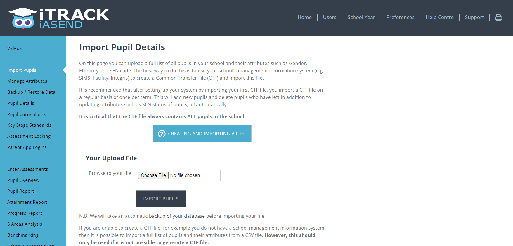 Set up Step 1 - Importing pupils - iASEND – iTRACK Education Support