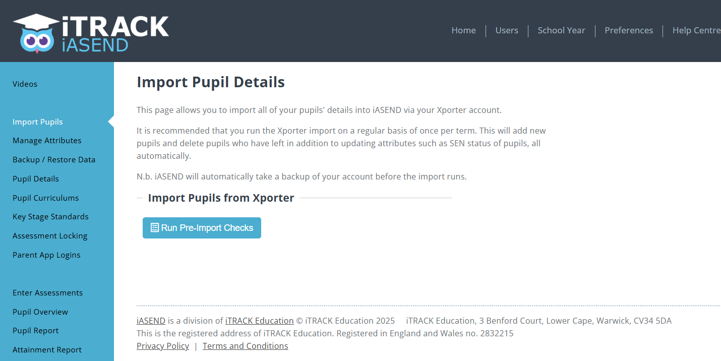 Set up Step 1 - Importing pupils - iASEND – iTRACK Education Support