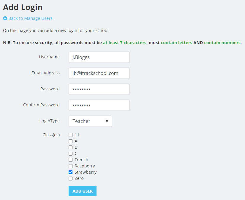 Manage Users - iTRACK – iTRACK Education Support