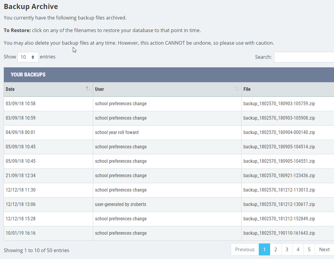 Backup & Restore - iTRACK – iTRACK Education Support